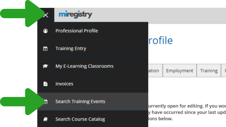 Finding Training - MiRegistry